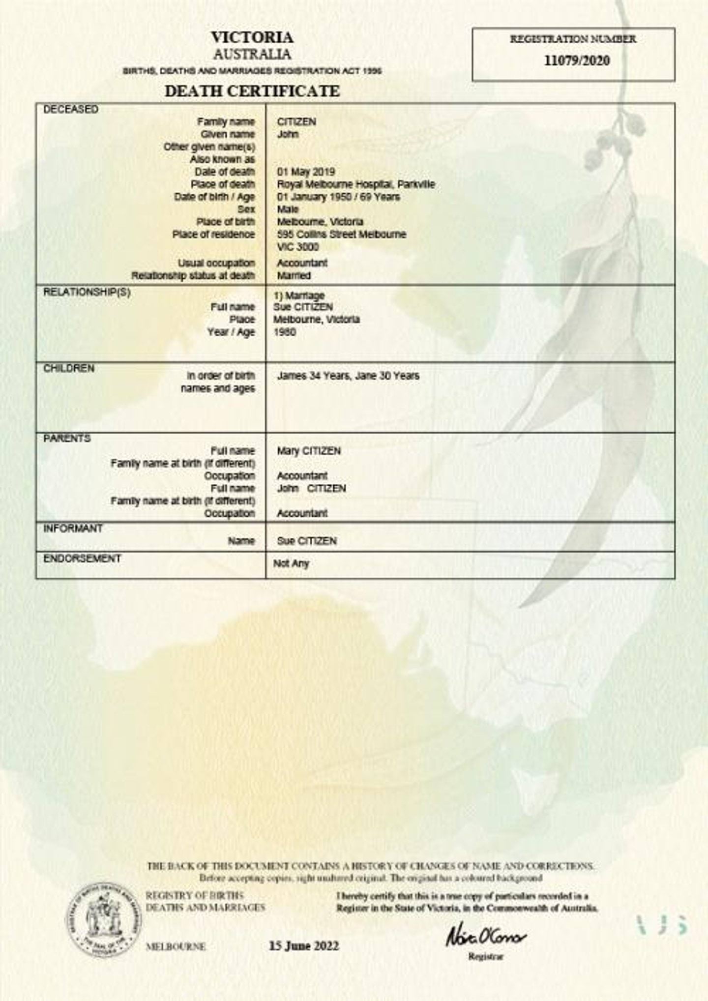 Death certificates and packages | bdm.vic.gov.au