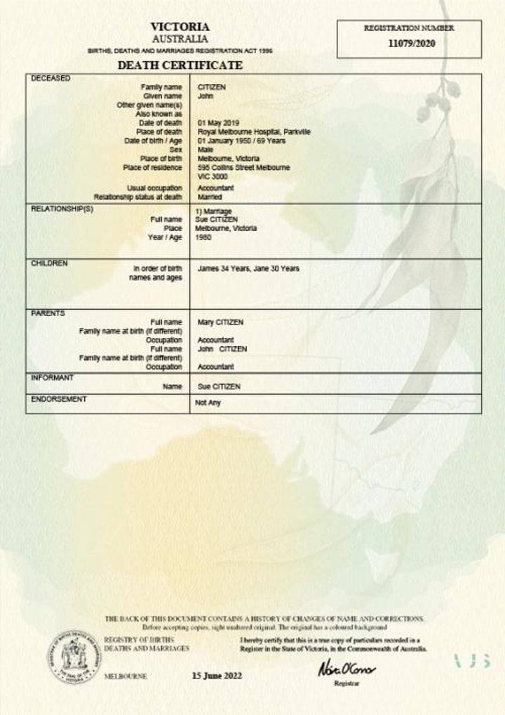 Death certificates and packages | bdm.vic.gov.au