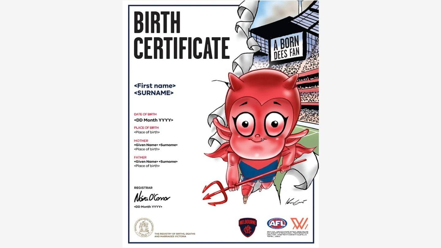 AFL commemorative birth certificates | bdm.vic.gov.au