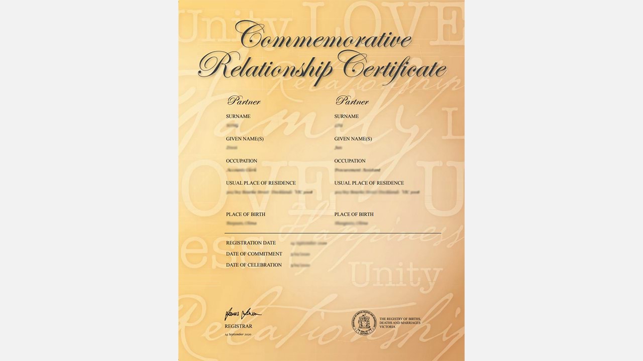 Get a relationship certificate | bdm.vic.gov.au