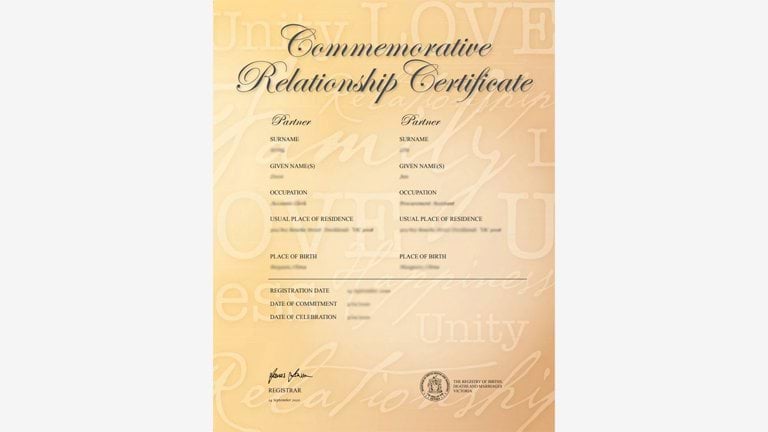 Get a relationship certificate | bdm.vic.gov.au