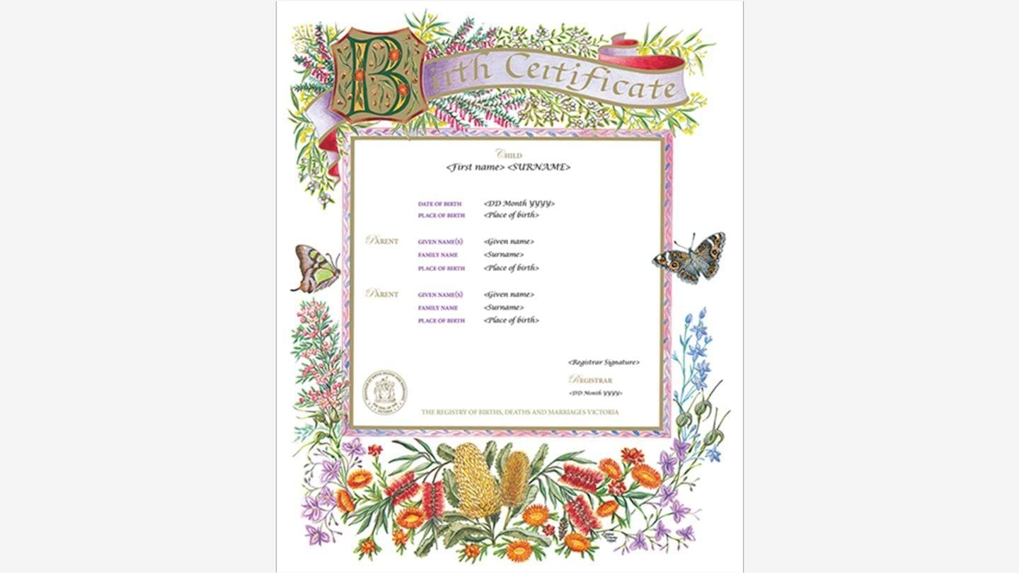 Commemorative birth certificates | bdm.vic.gov.au