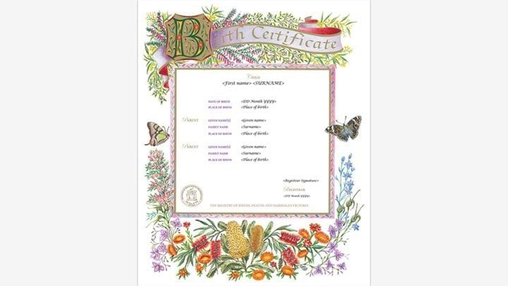 Commemorative birth certificates | bdm.vic.gov.au