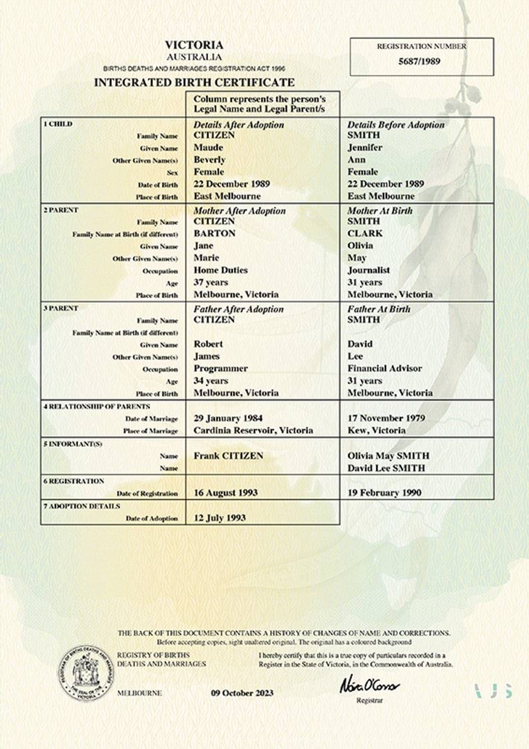 Get an integrated birth certificate | bdm.vic.gov.au